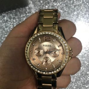 Fossil | Accessories | Fossil Riley Rosetone Stainless Steel Watch ...